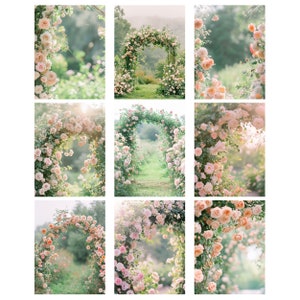 Romantic Rose Garden Digital Backdrops, Soft Focus Airy Floral Rose ...