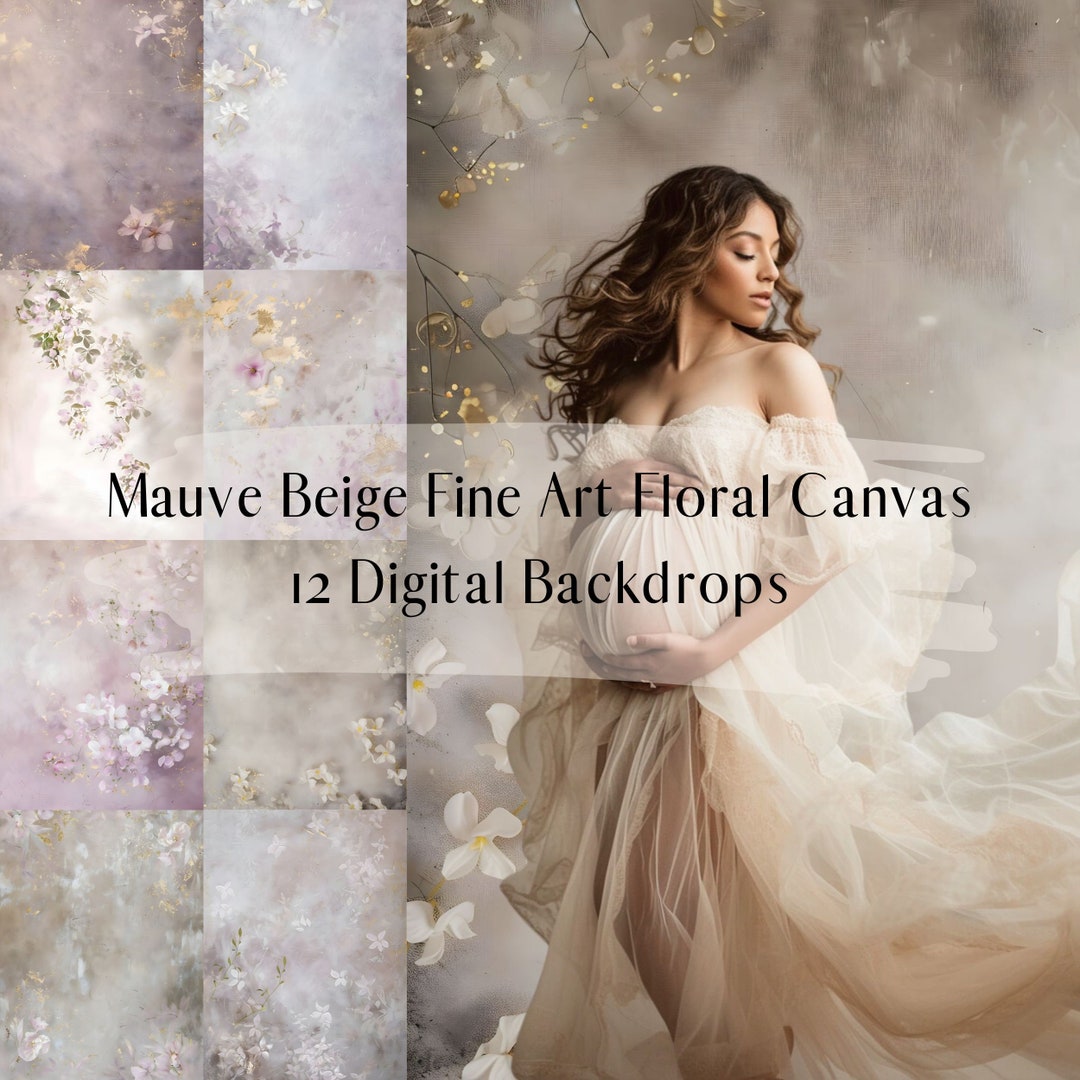 Fine Art Painterly Floral Canvas Digital Backdrops, Photoshop Texture ...