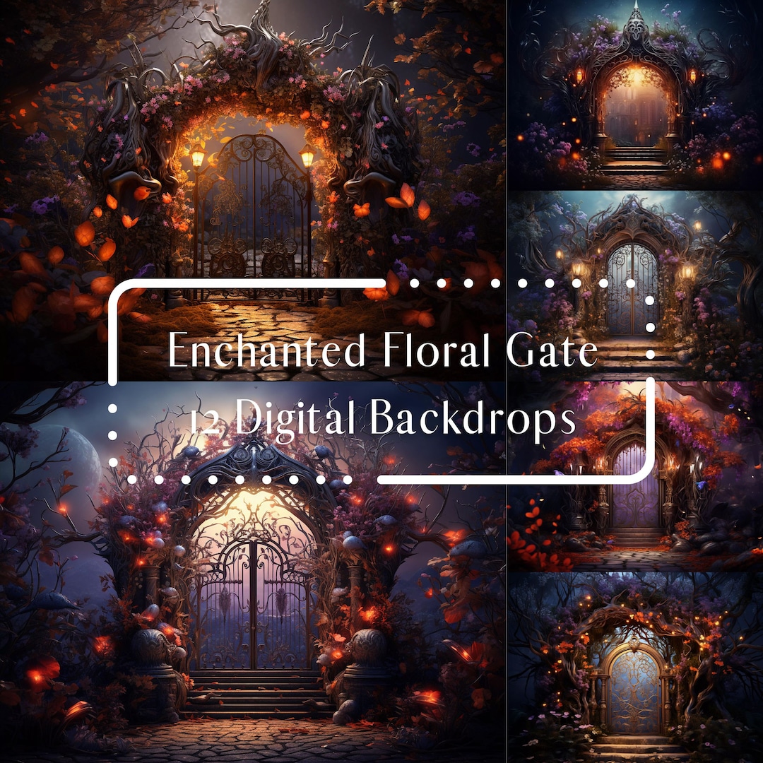 Enchanted Floral Gate Digital Backdrops for Portrait Composite, Fantasy ...
