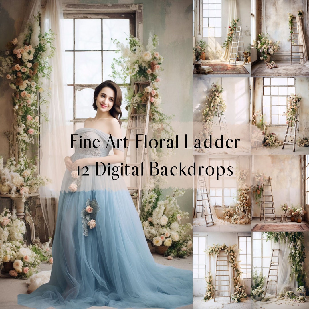 Fine Art Floral Ladder Digital Backdrops, Maternity Family Wedding ...