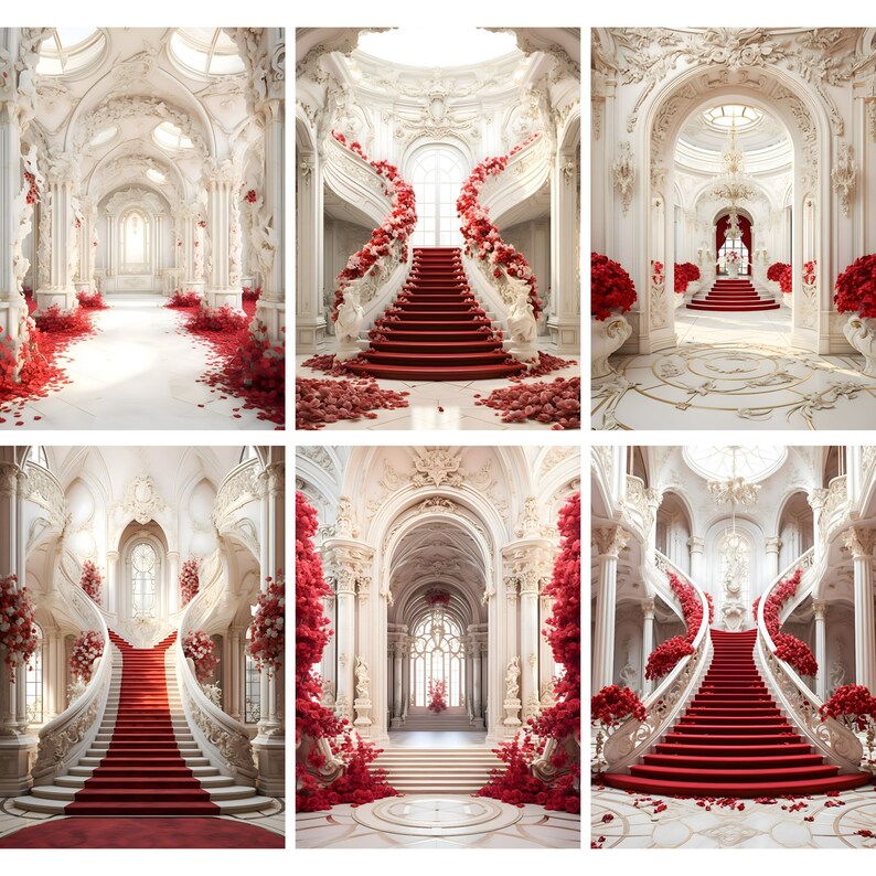 Red Rose White Palace Digital Backdrops, Wedding Family Maternity ...