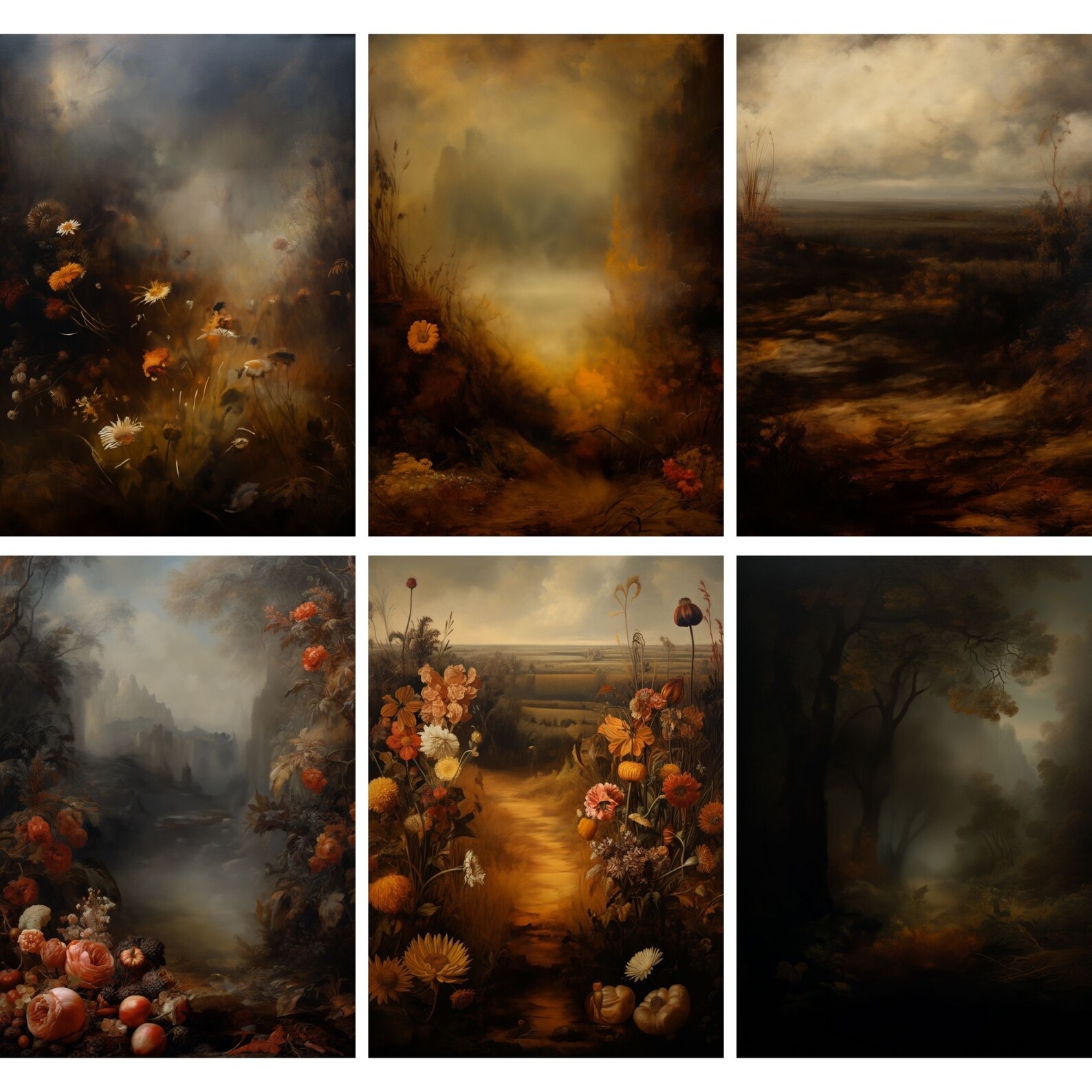 Old Master Fine Art Landscape Digital Backdrops, Photoshop Texture ...