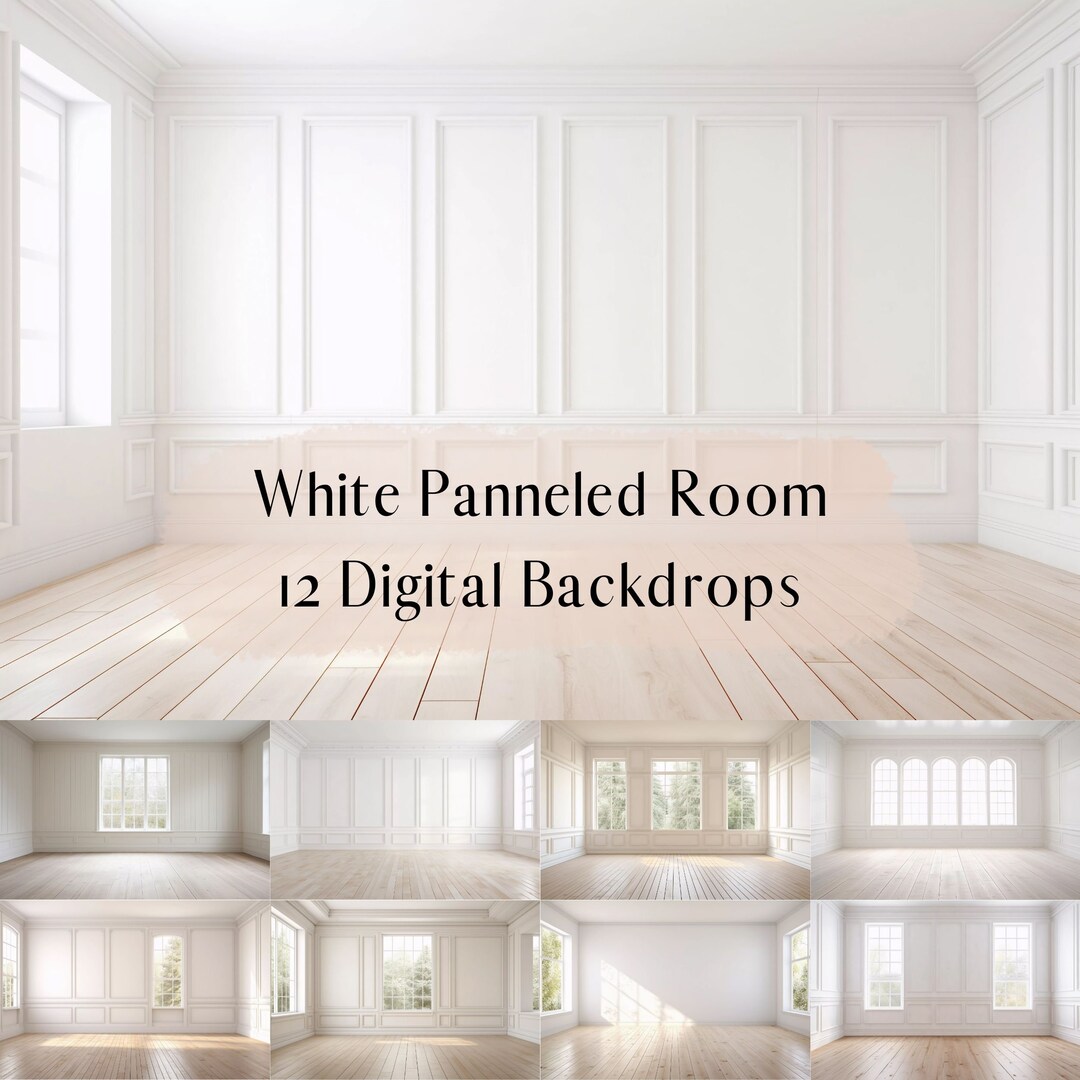 White Pannel Room Digital Backdrops, Maternity Wedding Portrait Digital ...