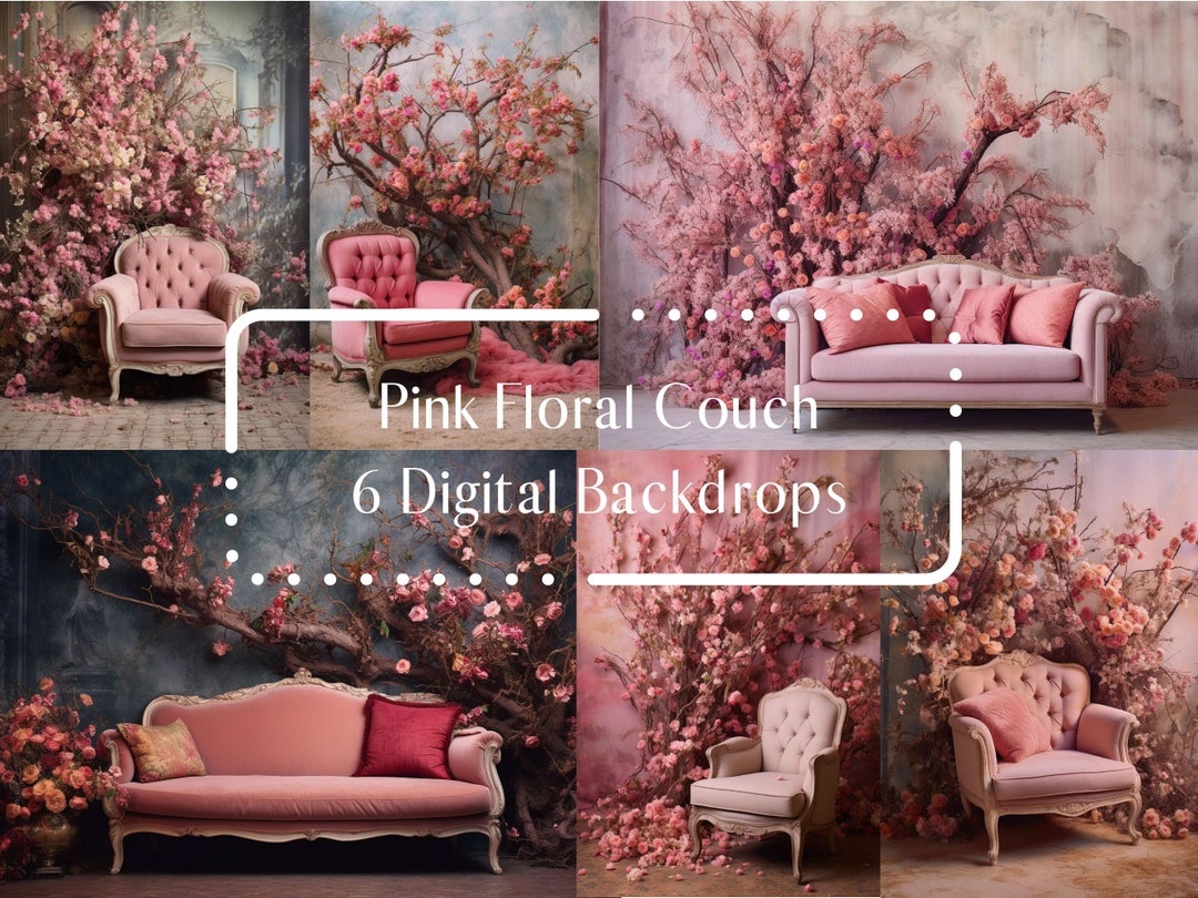 6 Pink Armchair Sofa Digital Backdrops, Maternity Portrait Backdrop ...