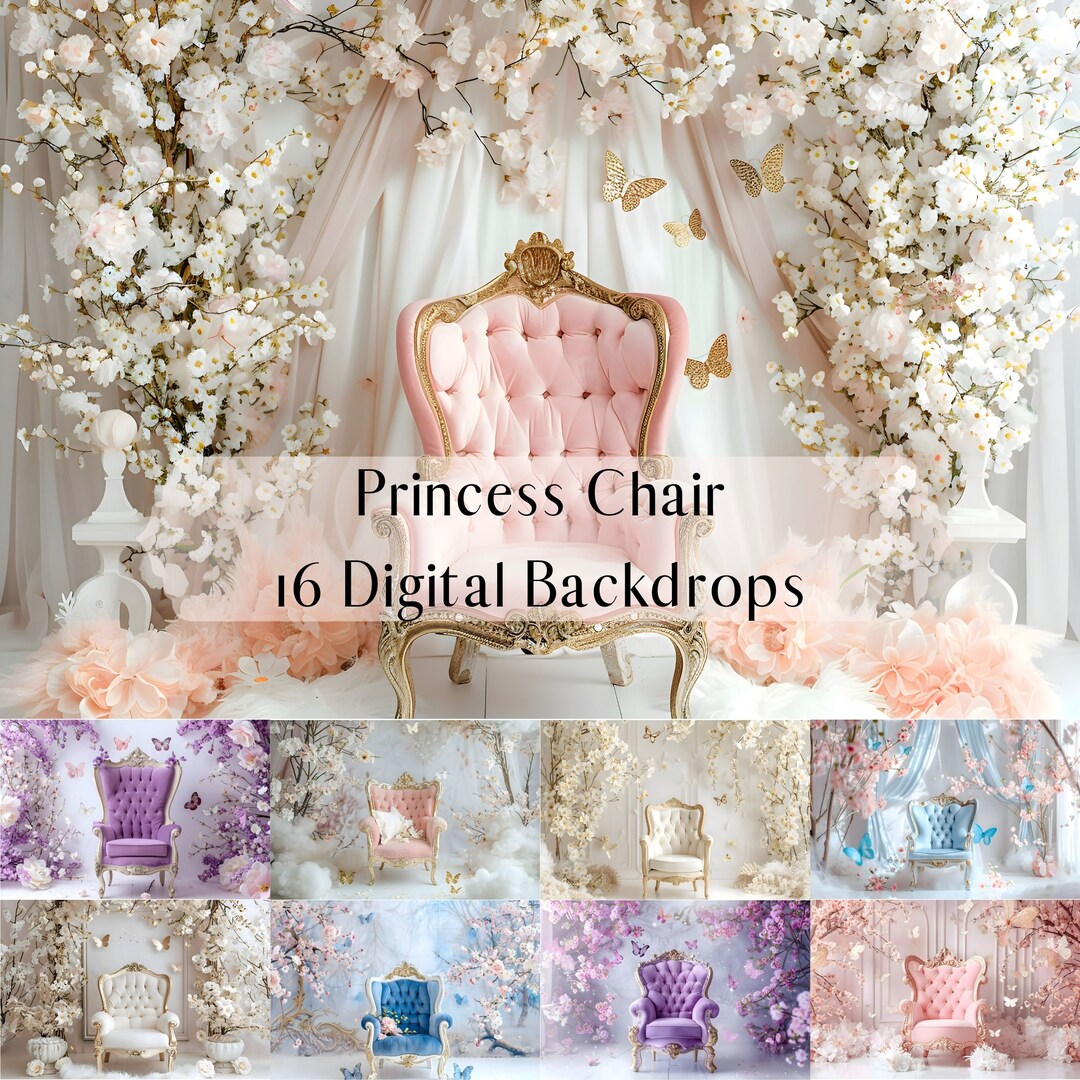 Princess Chair Digital Backdrops, Floral Room, Fine Art Portrait ...
