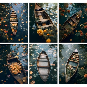 Moody Floral Canoe Digital Backdrops, Maternity Portrait Background ...