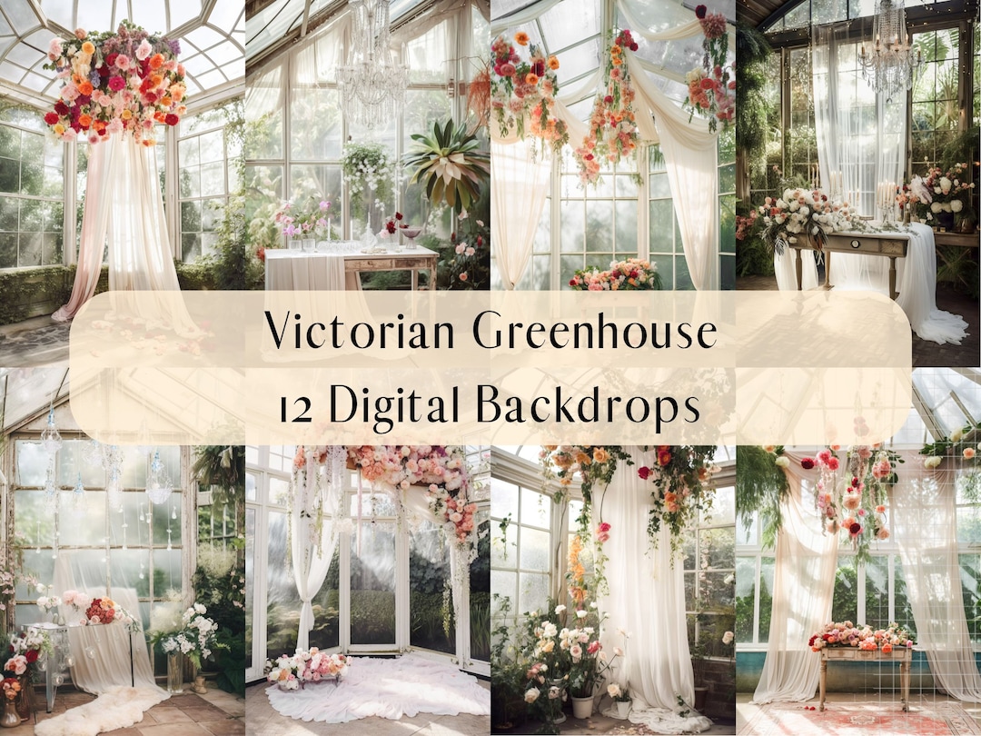 12 Victorian Greenhouse Floral Digital Backdrops, Maternity Digital ...