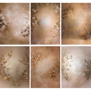 12 Tan Beige Floral Fine Art Digital Backdrops, Photoshop Texture ...