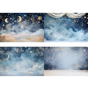 12 Dreamy Night Sky Digital Backdrops, Studio Backdrops Cake Smash ...