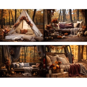 Cozy Fall Woods Digital Backdrops, Composite Digital Background, Studio ...
