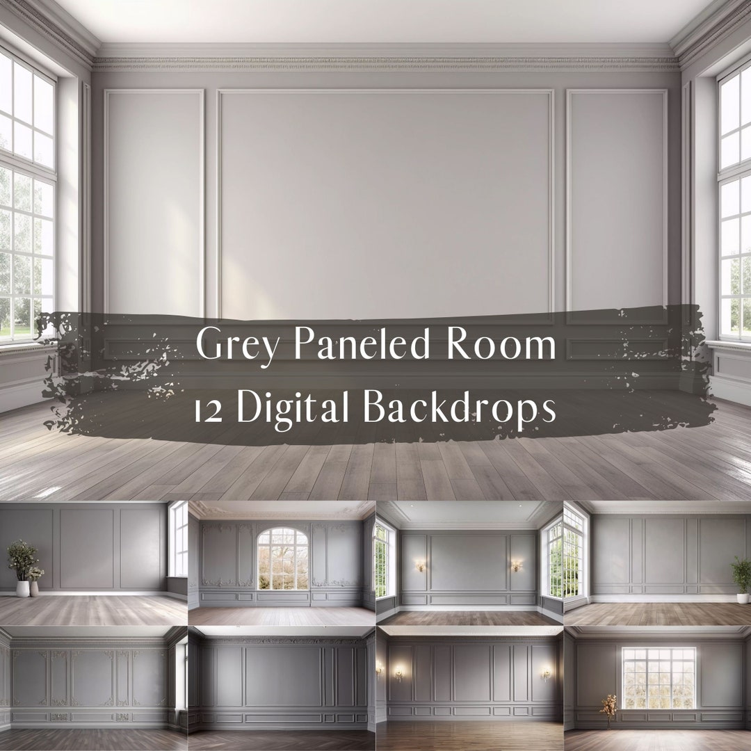 Minimalist Grey Panel Room Digital Backdrops, Maternity Portrait ...