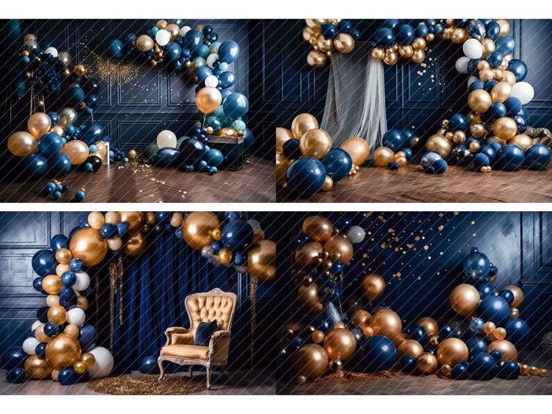 Indigo Balloon Arch Digital Backdrops Family Kids Maternity - Etsy