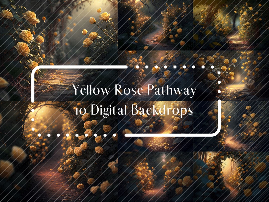 10 Yellow Rose Pathway Digital Backdrops, Magic Fairy Tale Digital ...