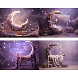 Ladder to the Moon Digital Backdrops, Newborn Maternity Portrait Photo ...