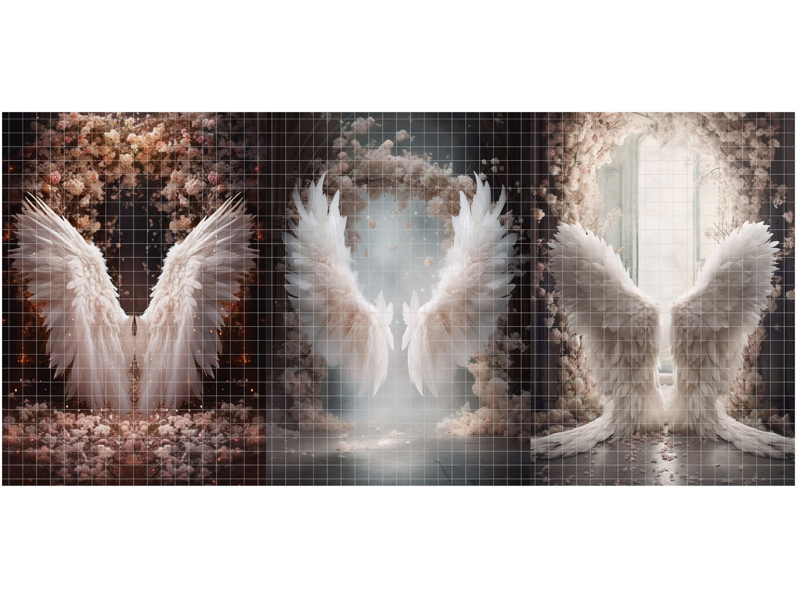12 Digital Backdrops Angel Wings White, Maternity Background Overlays ...