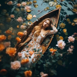 Moody Floral Canoe Digital Backdrops, Maternity Portrait Background ...