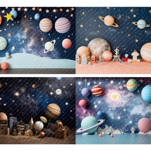 12 Space and Galaxy Theme Digital Backdrops, Kids Birthday Backdrops ...