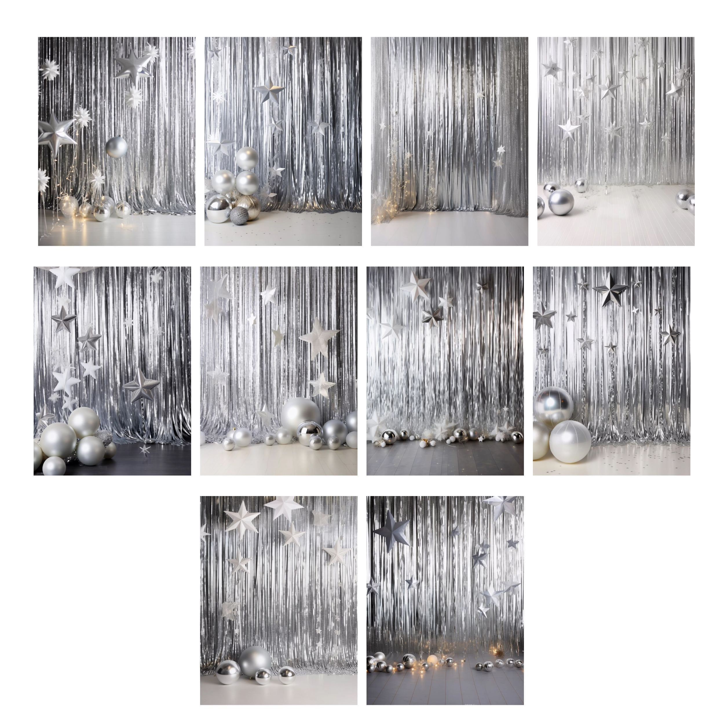 Silver Star Party Digital Backdrops, Bachelorette Prom Background ...