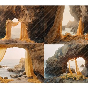 Beach Cliff Floral Arch Digital Backdrops,maternity Wedding Engagement ...