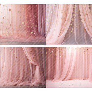 12 Pink Tulle Curtains Digital Backdrops, Photoshop Overlays, Maternity ...