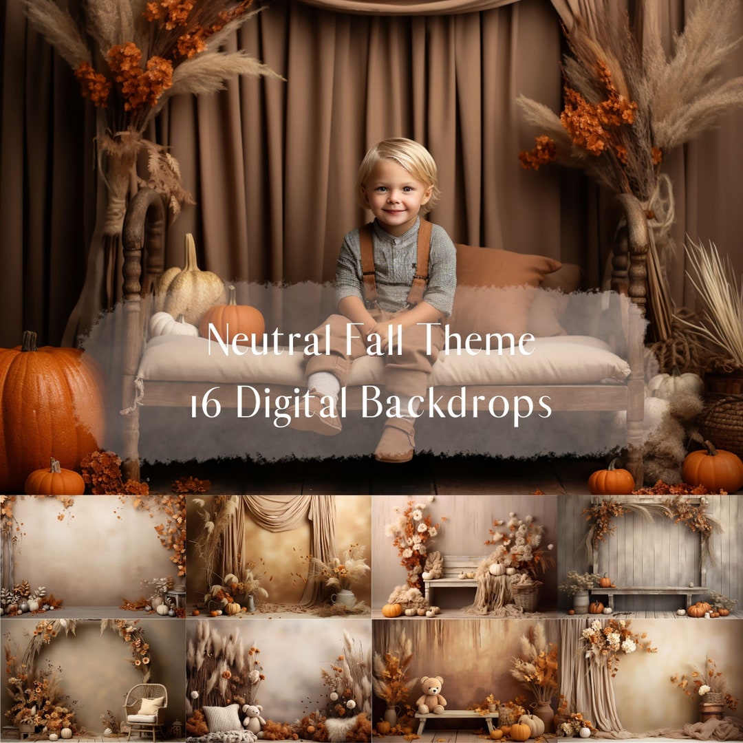 Neutral Boho Fall Digital Backdrops, Composite Digital Background ...