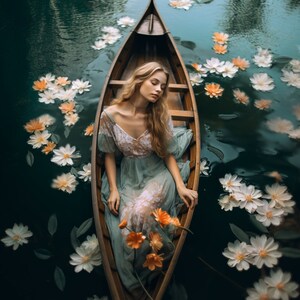 Moody Floral Canoe Digital Backdrops, Maternity Portrait Background ...
