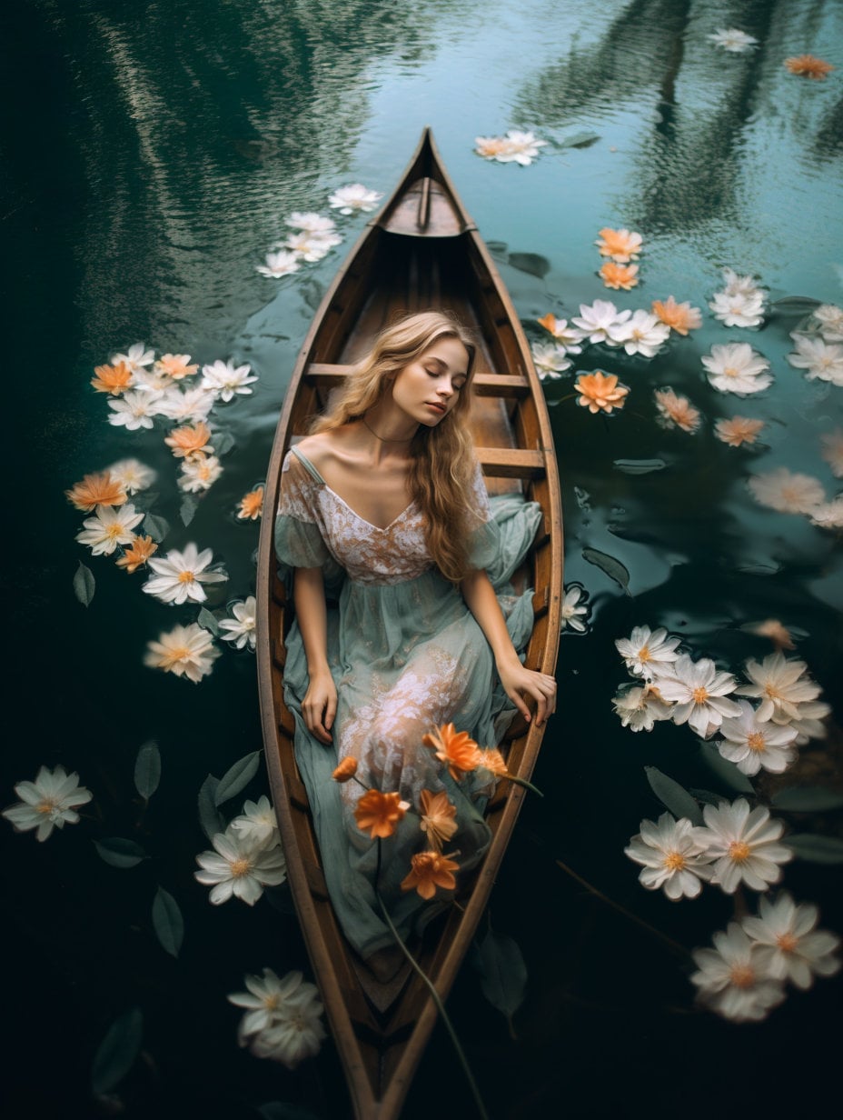 Moody Floral Canoe Digital Backdrops, Maternity Portrait Background ...