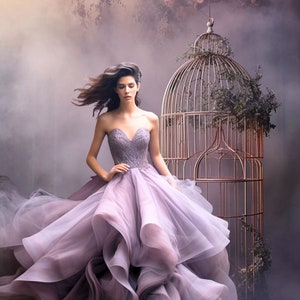 Ethereal Floral Cage Digital Backdrop Bundle, Elegance in Soft Lilac ...