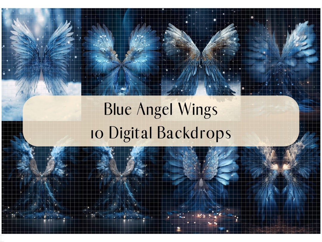10 Blue Angel Wings Digital Backdrops, Maternity Backdrop Overlays ...