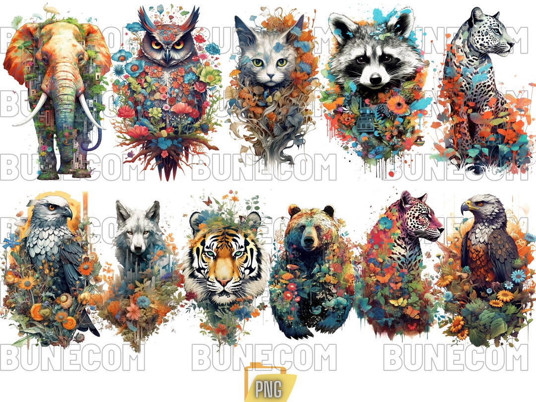 Watercolor Rainbow Animals Clipart, Colorful Animal Illustrations ...