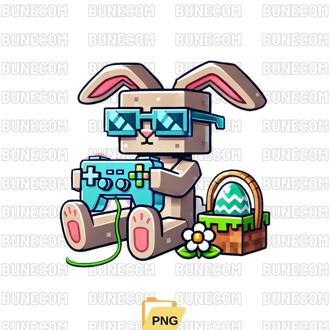 Minecraft Bunny Easter Rabbit PNG ,gamer Bunny PNG, Cute Easter Gaming ...