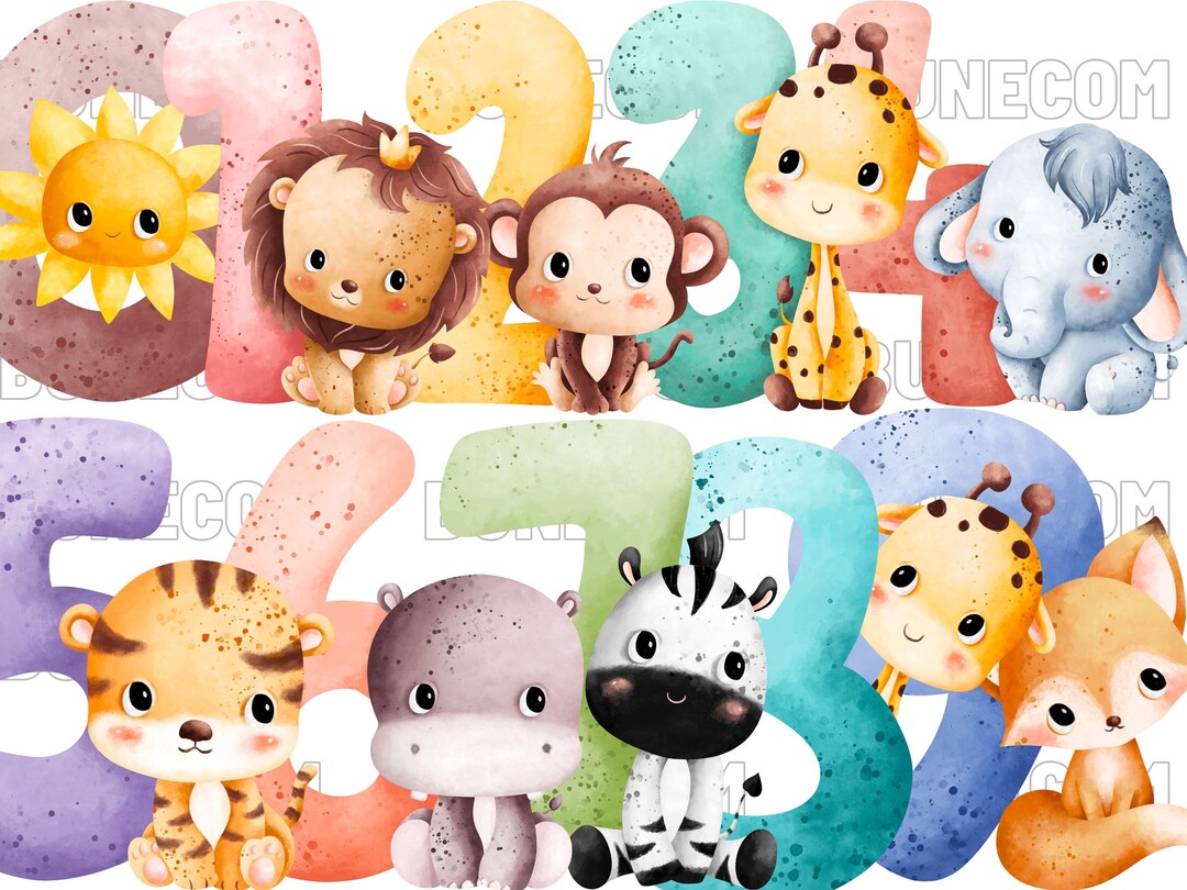 Safari Animals Birthday Number Cake Toppers, Jungle Animals Cutouts ...