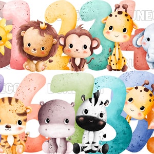 Safari Animals Birthday Number Cake Toppers, Jungle Animals Cutouts ...