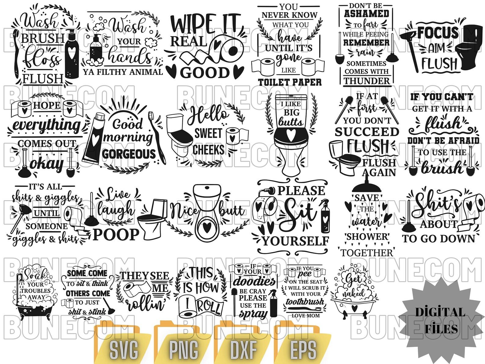 Bathroom SVG Bundle, Bathroom Quote, Restroom Svg, Potty Dance Svg ...