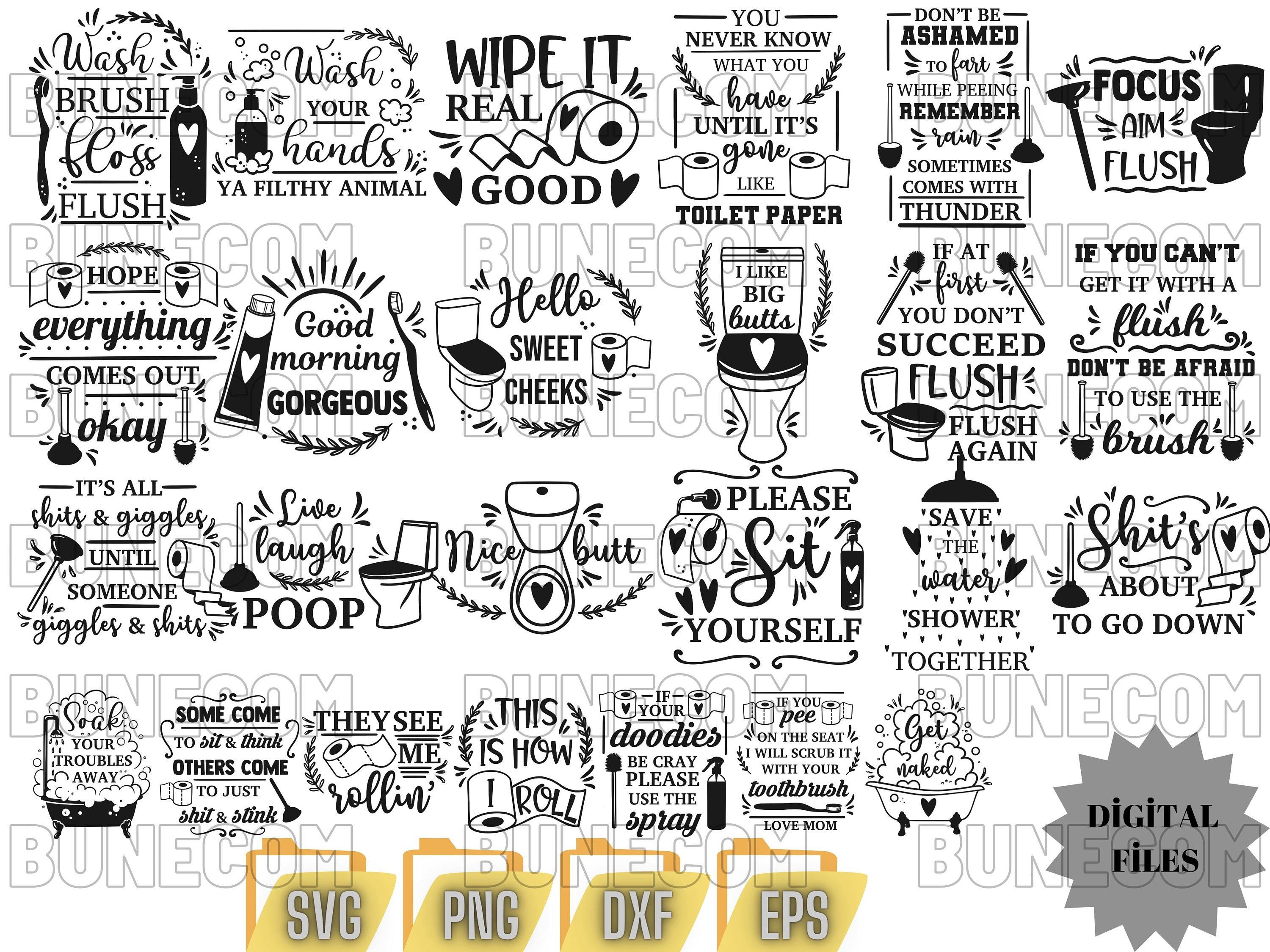 Bathroom SVG Bundle, Bathroom Quote, Restroom Svg, Potty Dance Svg ...