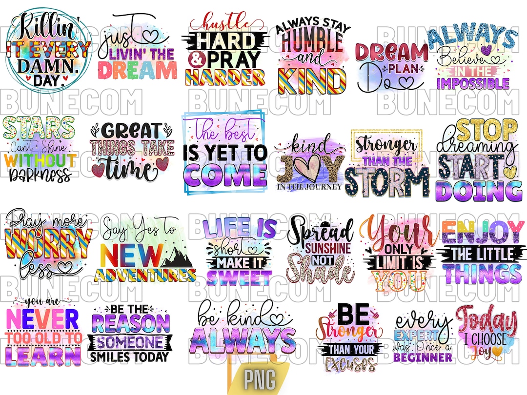 Inspirational Png Bundle, Motivational Png Bundle, Positive Png Bundle ...