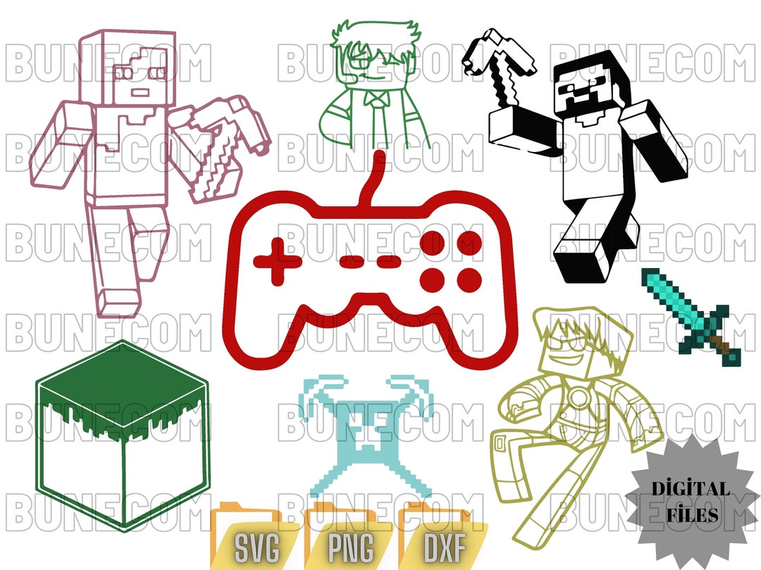 Video Gaming Svg Bundle, Svg, Png, Clipart, Mine PNG, Mine Digital Svg ...