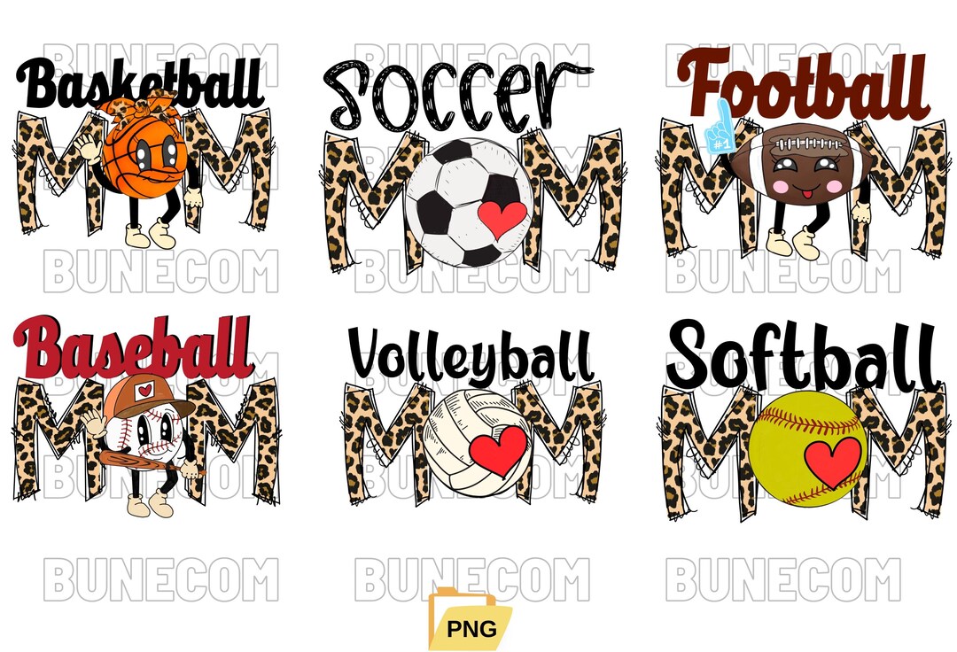 Sport Mama Sublimation Bundle | 6 PNG Designs for Soccer, Volleyball ...