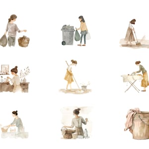 Cute Housekeeping Clipart, Watercolor Cleaning Supplies, Cleaning ...