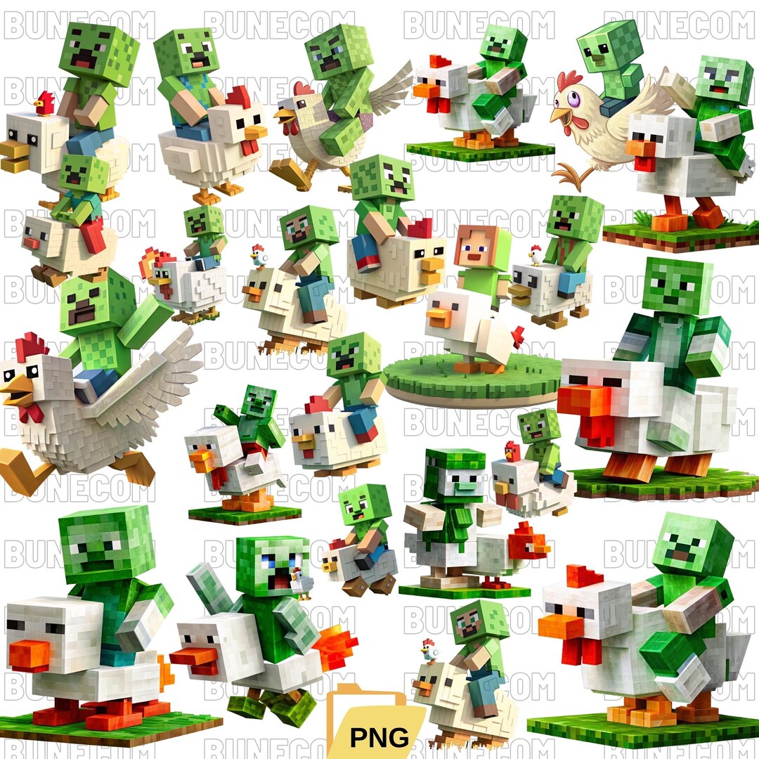 Minecraft Zombie Chicken PNG Bundle , Minecraft Clipart for Kids ...