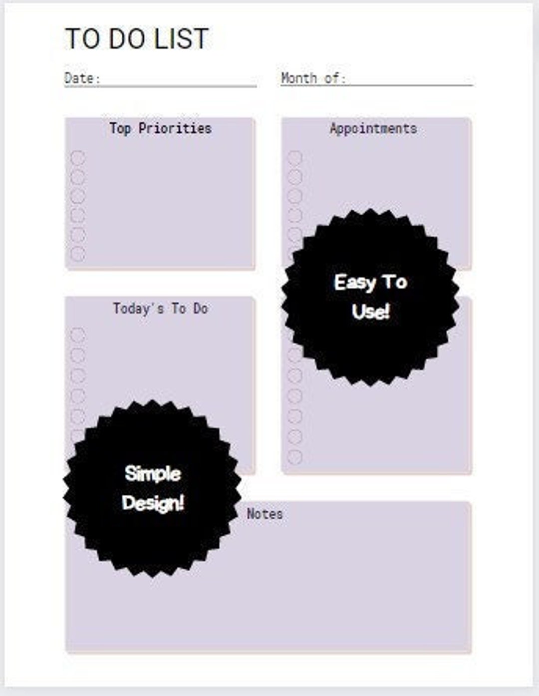 Minimalist to Do List -- Printable - Etsy