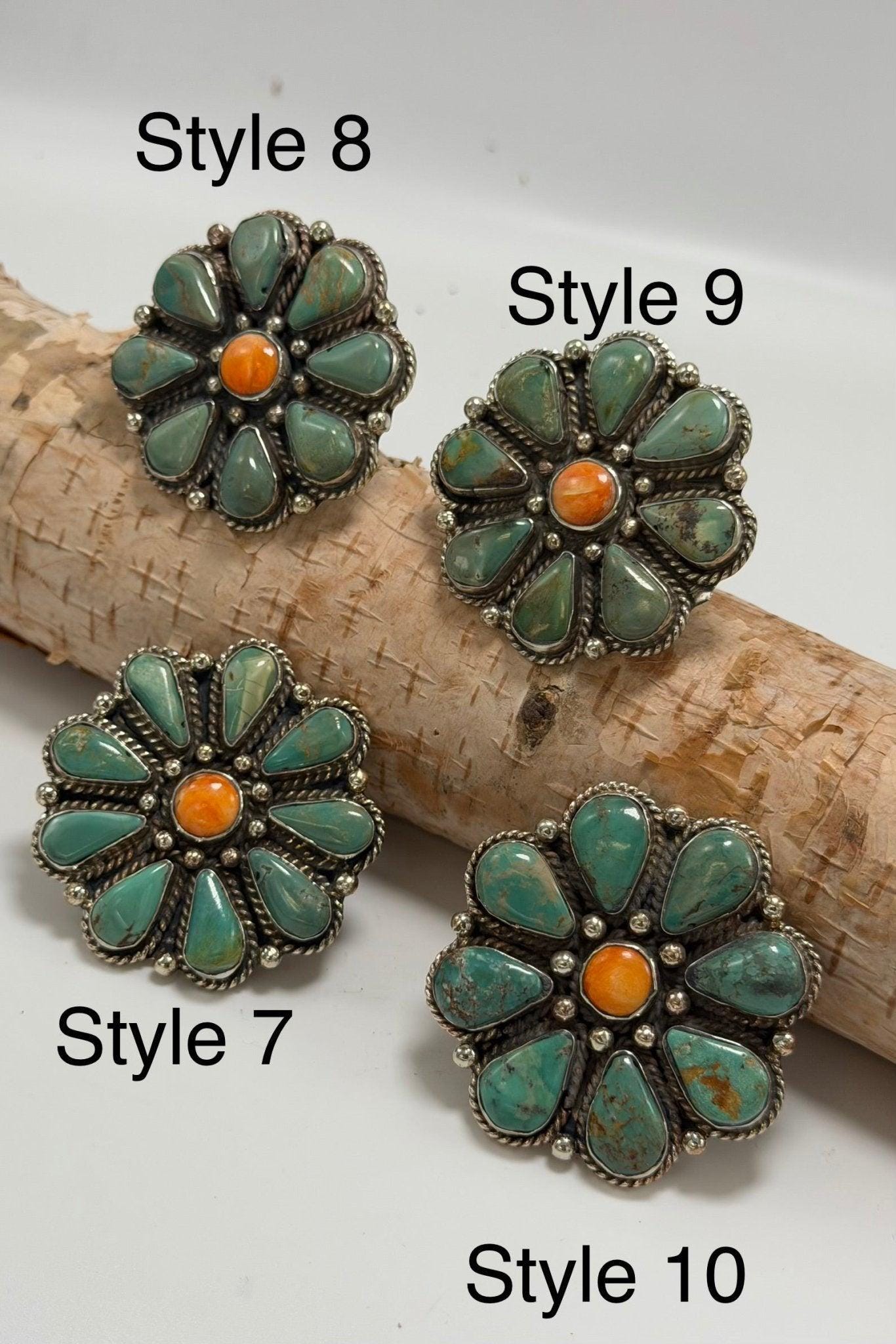 Squash Blossom Turquoise & Orange Flower Ring - Etsy