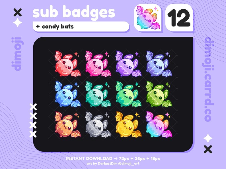 Cute Candy Bats | Halloween Badges | Twitch/youtube/discord | Bit ...