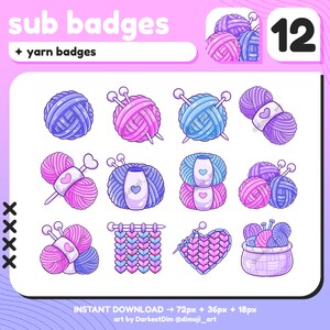 Yarn Knitting Badges | Cozy Crafts | Cottagecore | Twitch/youtube ...