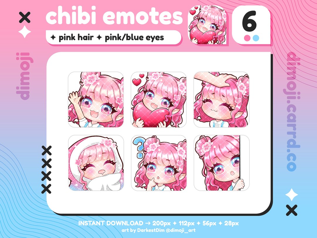 P2U Cute Chibi Emotes X6 Emote Pack Twitch/discord/youtube/streaming ...
