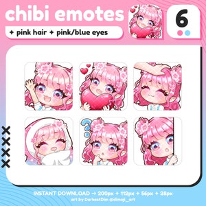 P2U Cute Chibi Emotes X6 Emote Pack Twitch/discord/youtube/streaming ...