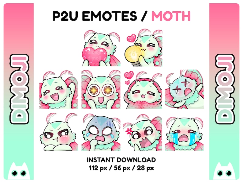 P2U Cute Moth Emotes X10 Emotes Pack - Etsy