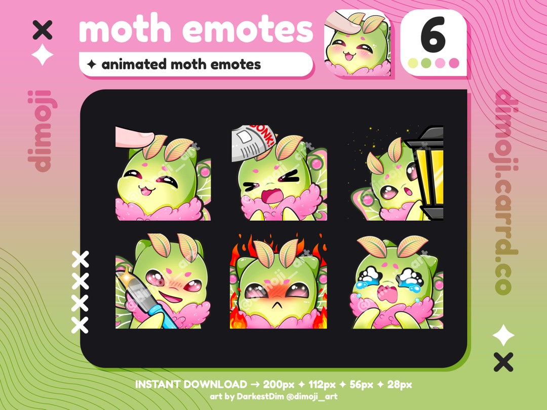 Cute Moth Animated Emotes X6 | GIF Emotes Pack | Twitch/discord/youtube ...