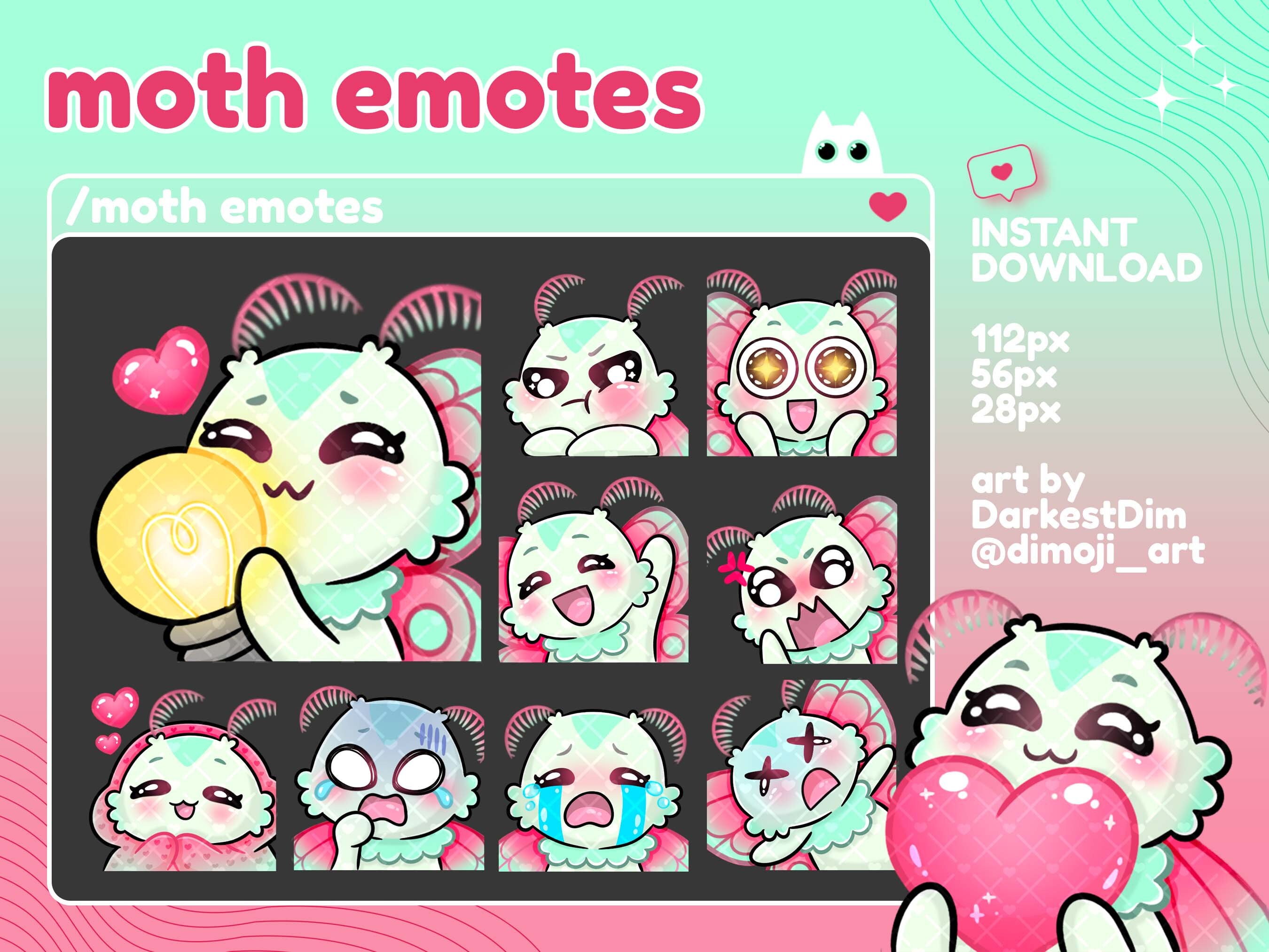 P2U Cute Moth Emotes X10 Emotes Pack - Etsy Ireland