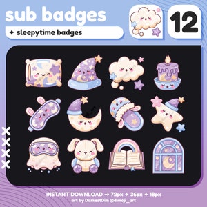 Sleepy Time Badges | Cosy Dreams | Clouds & Stars | Twitch/youtube ...